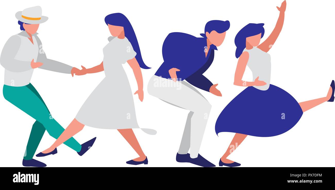 people dancing over white background, colorful design. vector ...