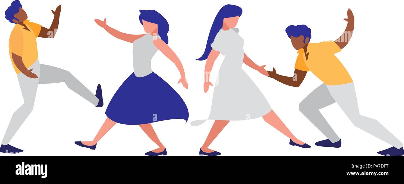 people dancing over white background, colorful design. vector ...