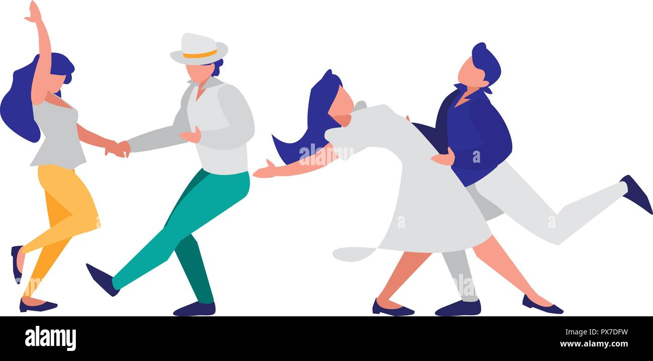 people dancing over white background, colorful design. vector ...