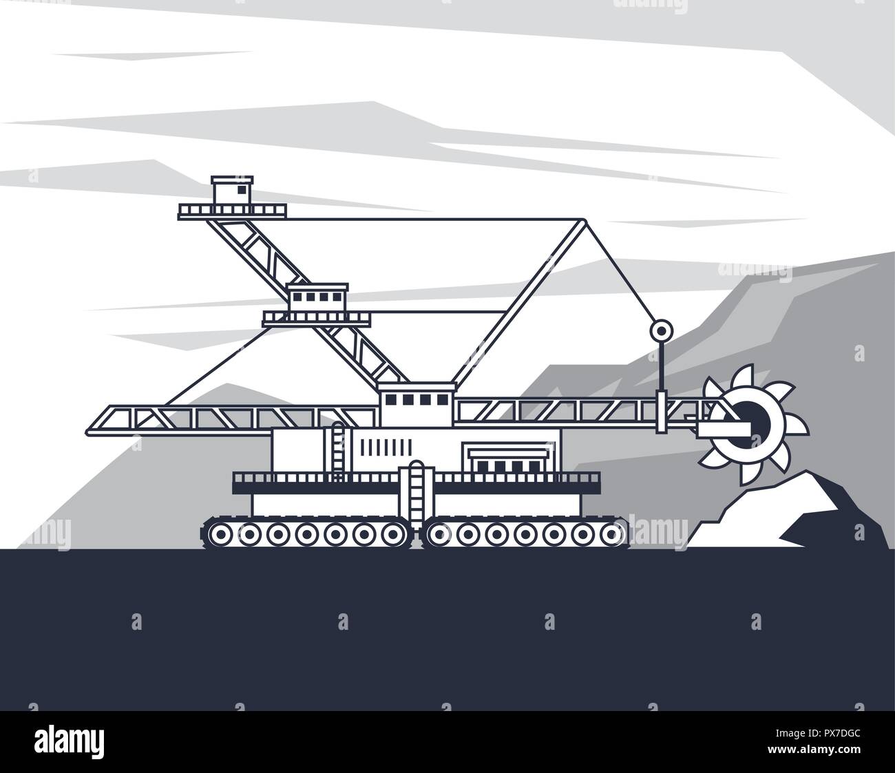 Heavy mining trucks excavator Stock Vector Images - Alamy