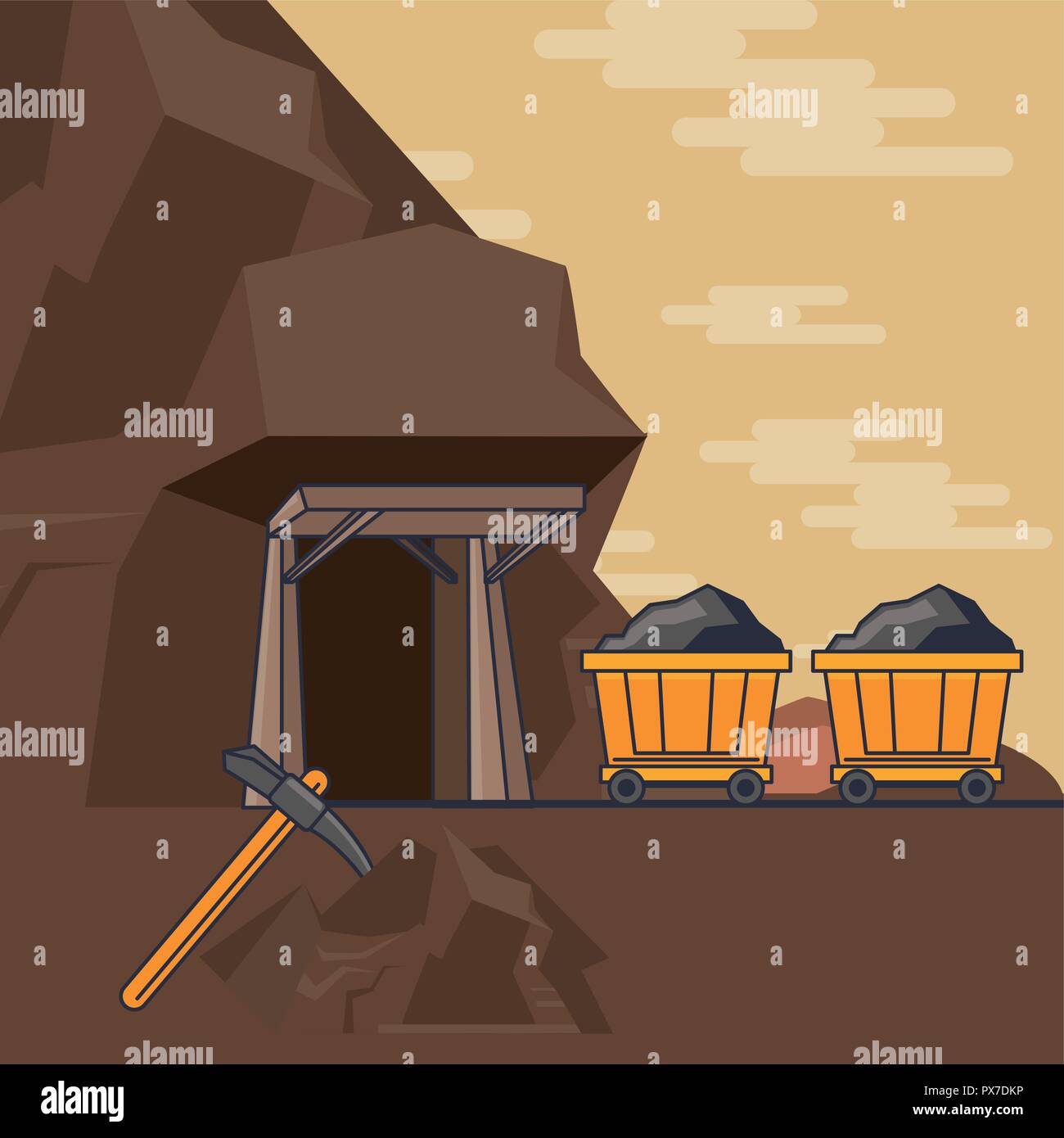 Mining tunnel Stock Vector Images - Alamy