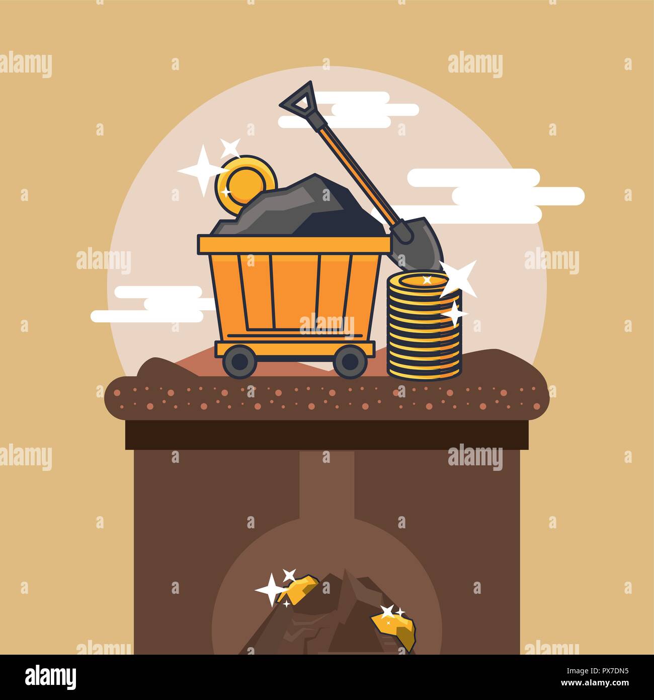 Mining cart Stock Vector Images - Alamy