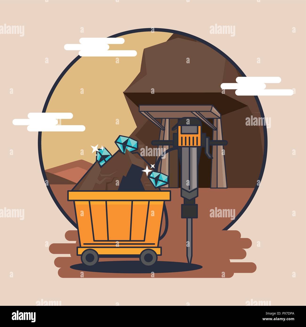 Mining cart and tools Stock Vector Image & Art - Alamy