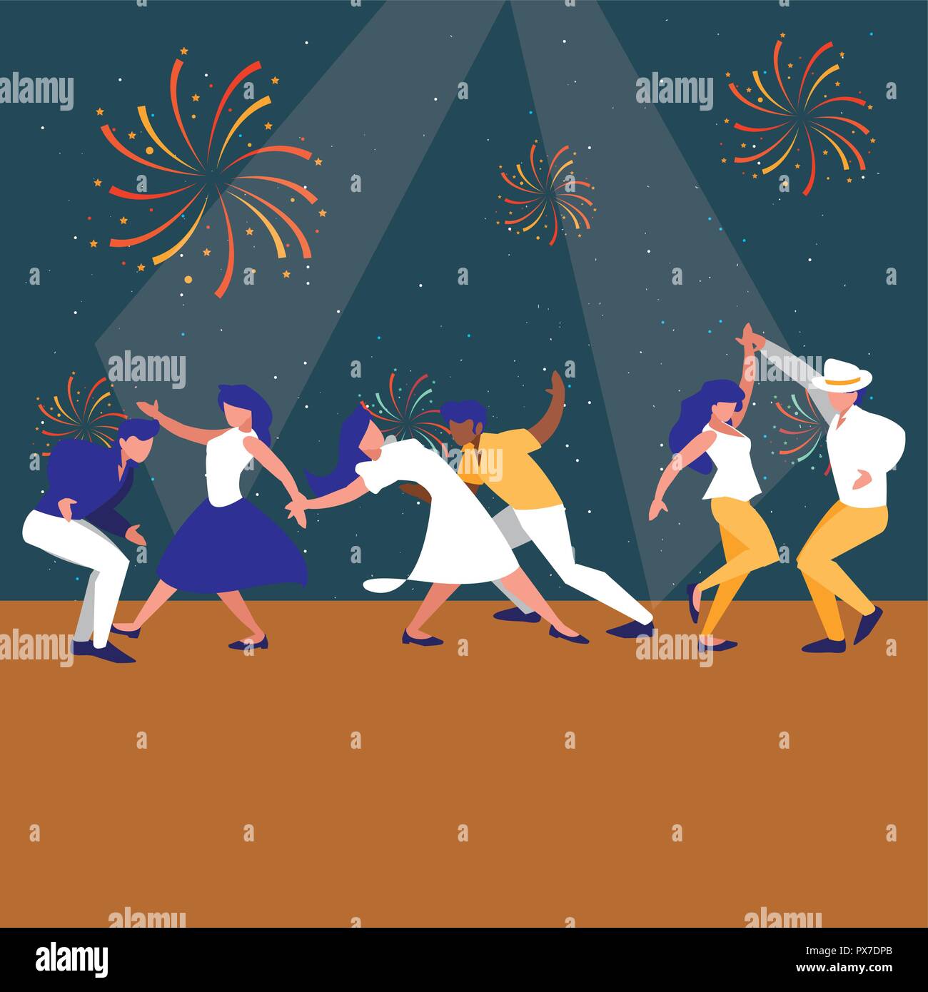 people dancing over white background, colorful design. vector ...