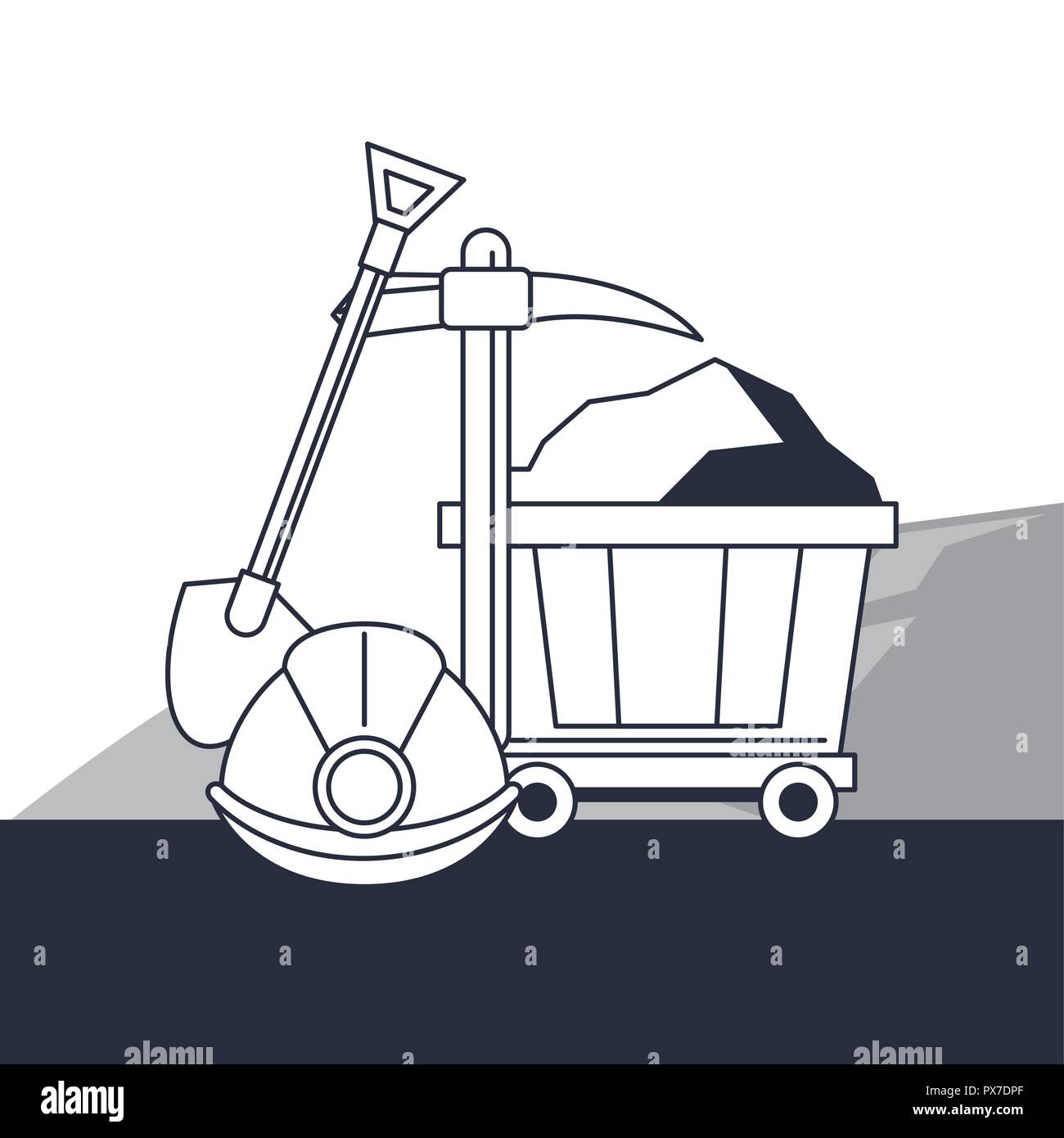 Mining cart and tools Stock Vector Image & Art - Alamy