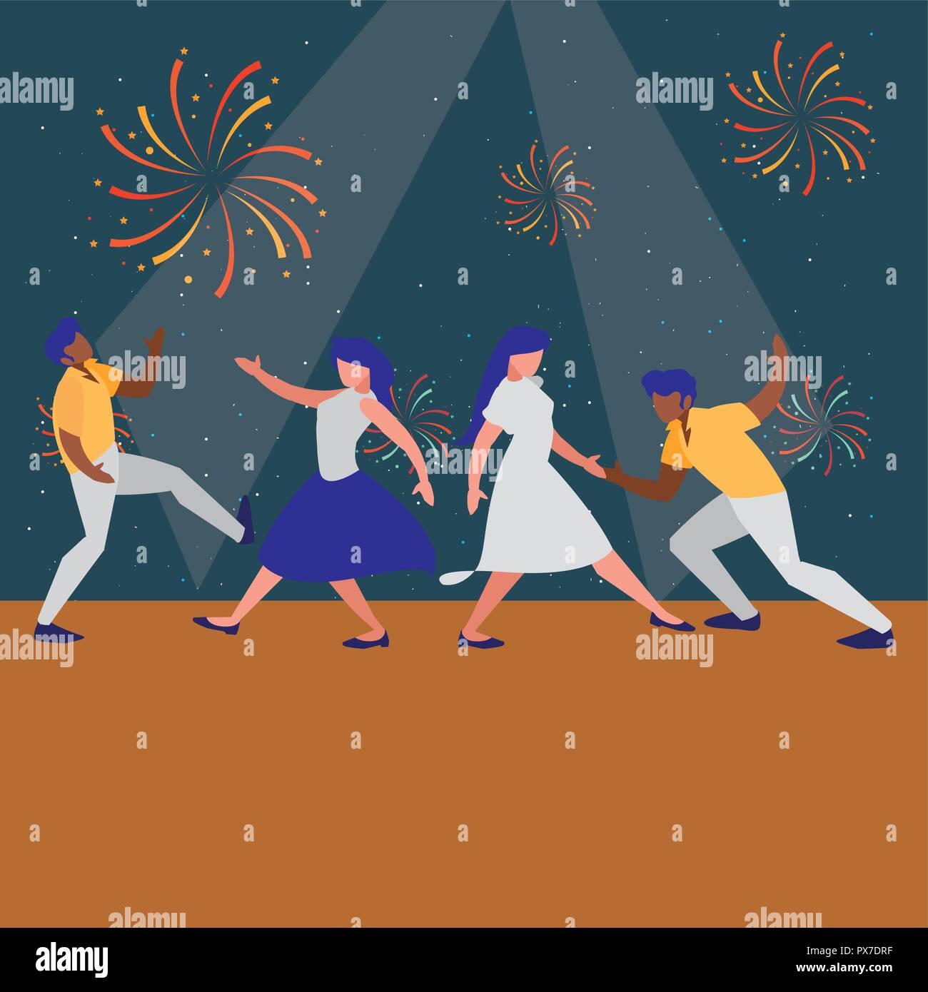people dancing over white background, colorful design. vector ...