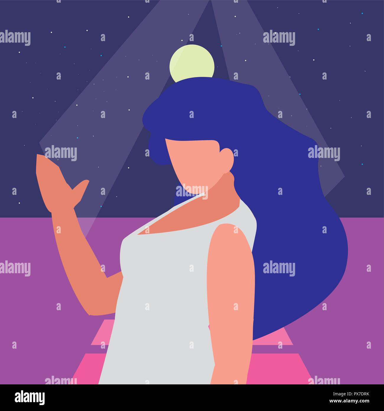 avatar woman icon over purple background, vector illustration Stock ...