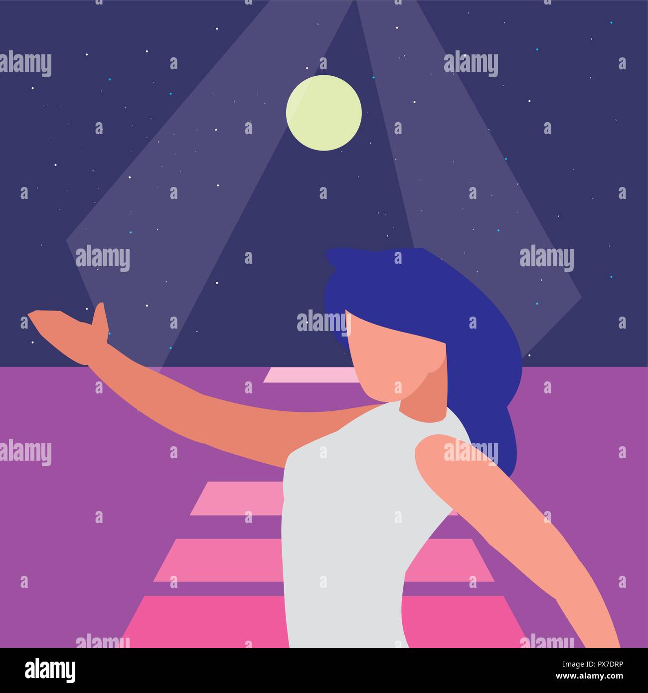 avatar woman icon over purple background, vector illustration Stock ...