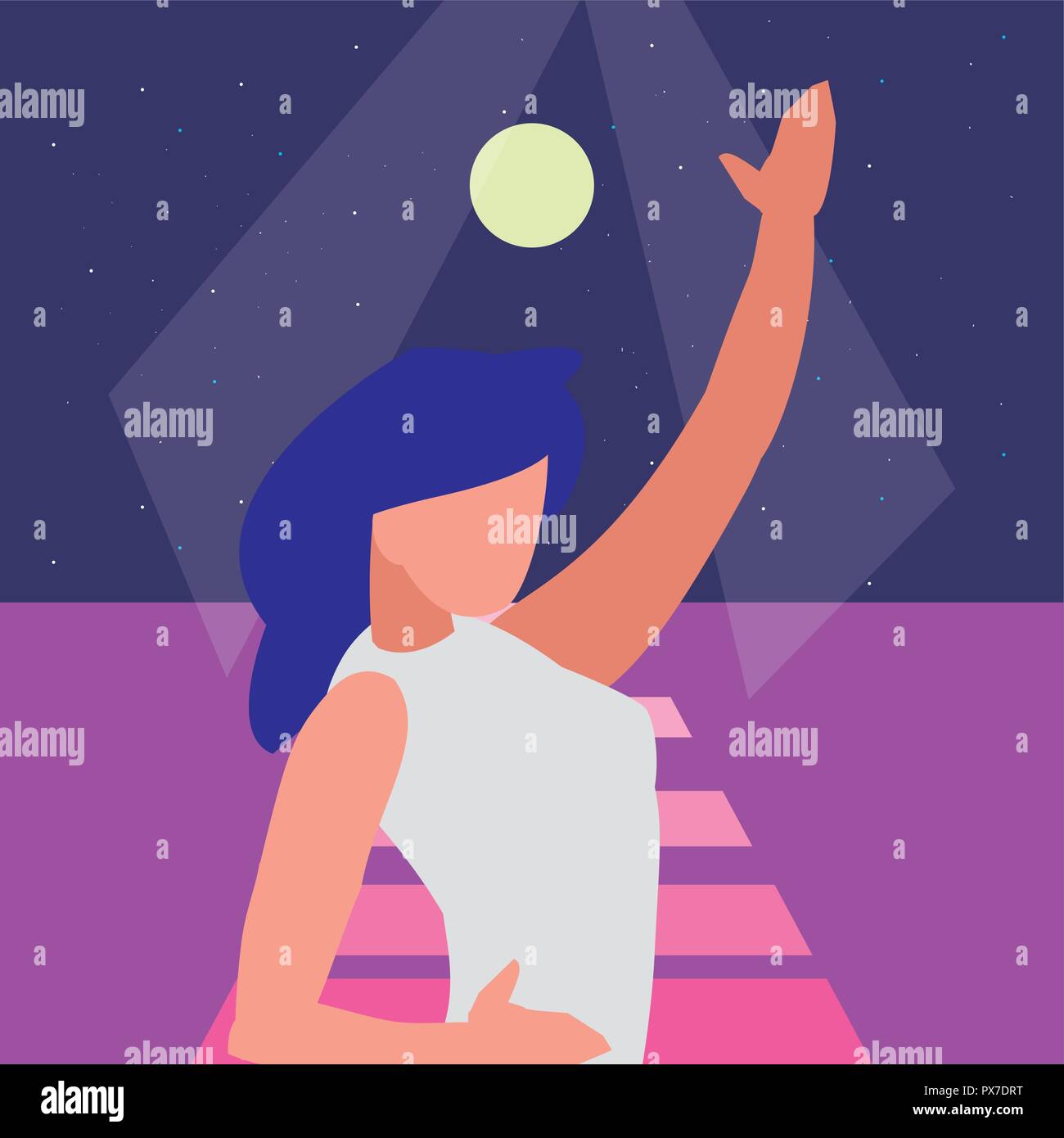 avatar woman icon over purple background, vector illustration Stock ...