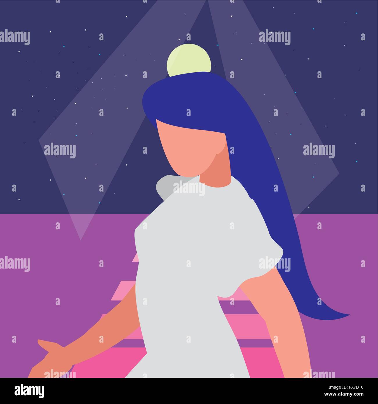 avatar woman icon over purple background, vector illustration Stock ...