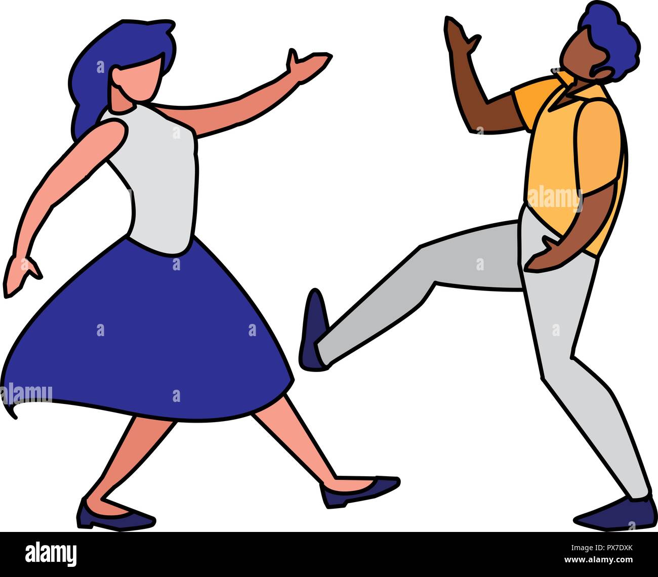 couple of dancers dancing over white background, vector illustration ...