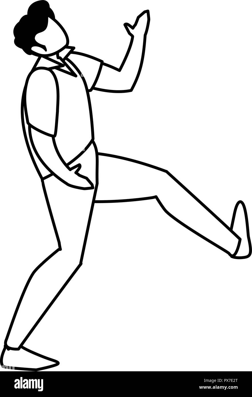 retro dancer man icon over white background, vector illustration Stock ...