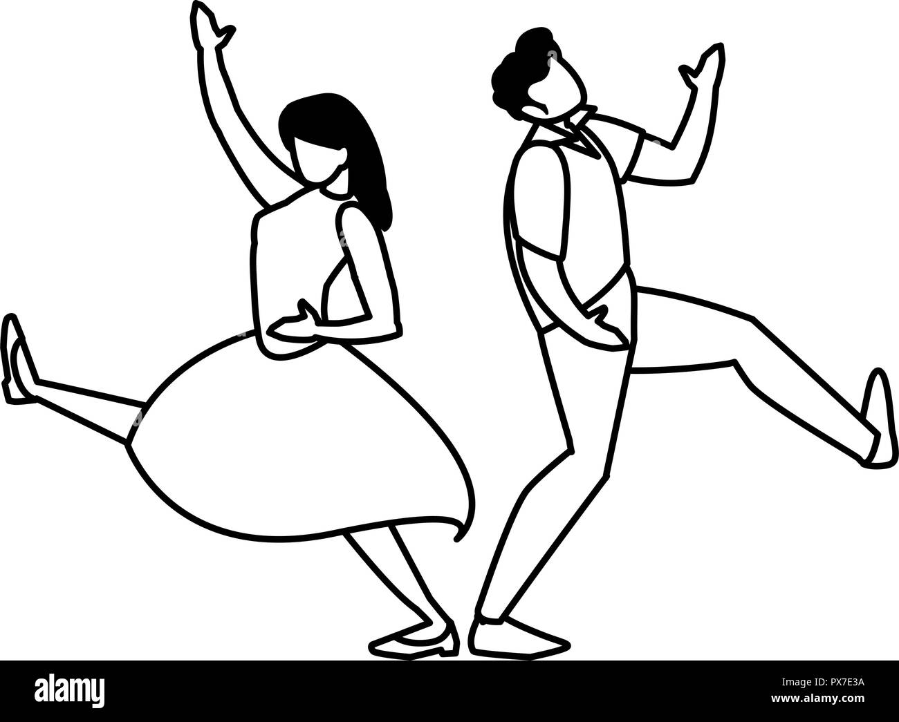 couple of dancers dancing over white background, vector illustration ...