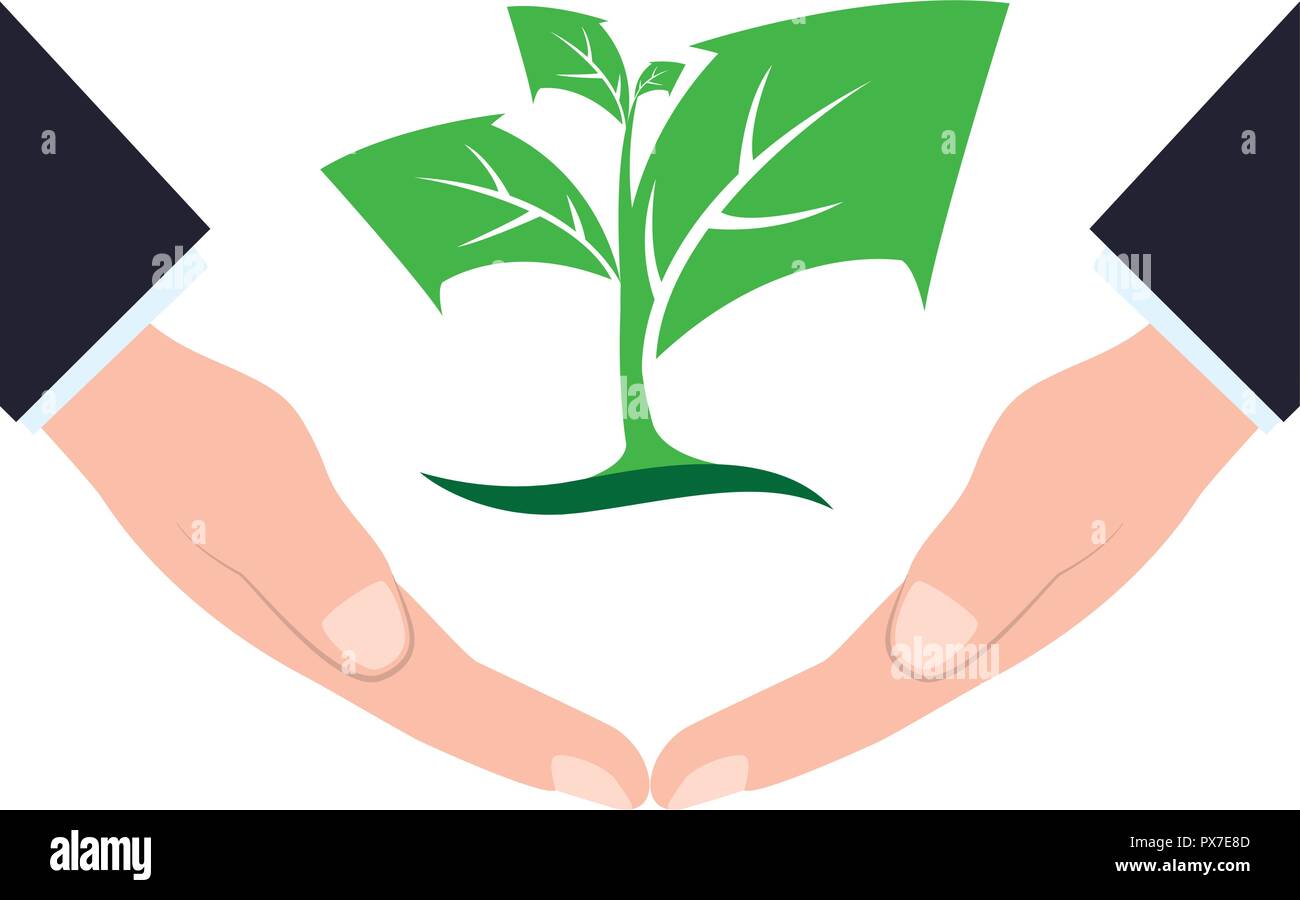 hand lifting leafs plant with arrows vector illustration design Stock ...