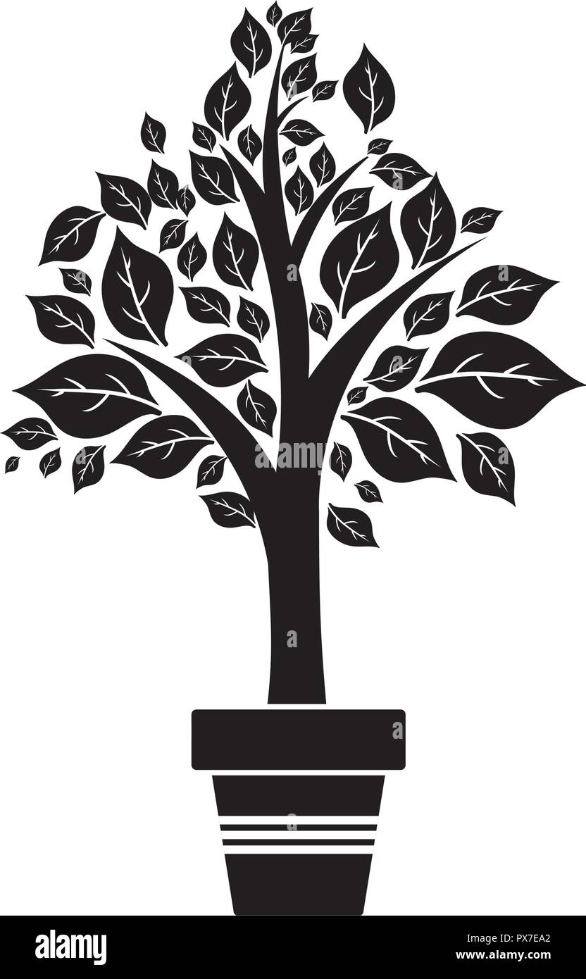 tree plant cultivated in pot vector illustration design Stock Vector ...