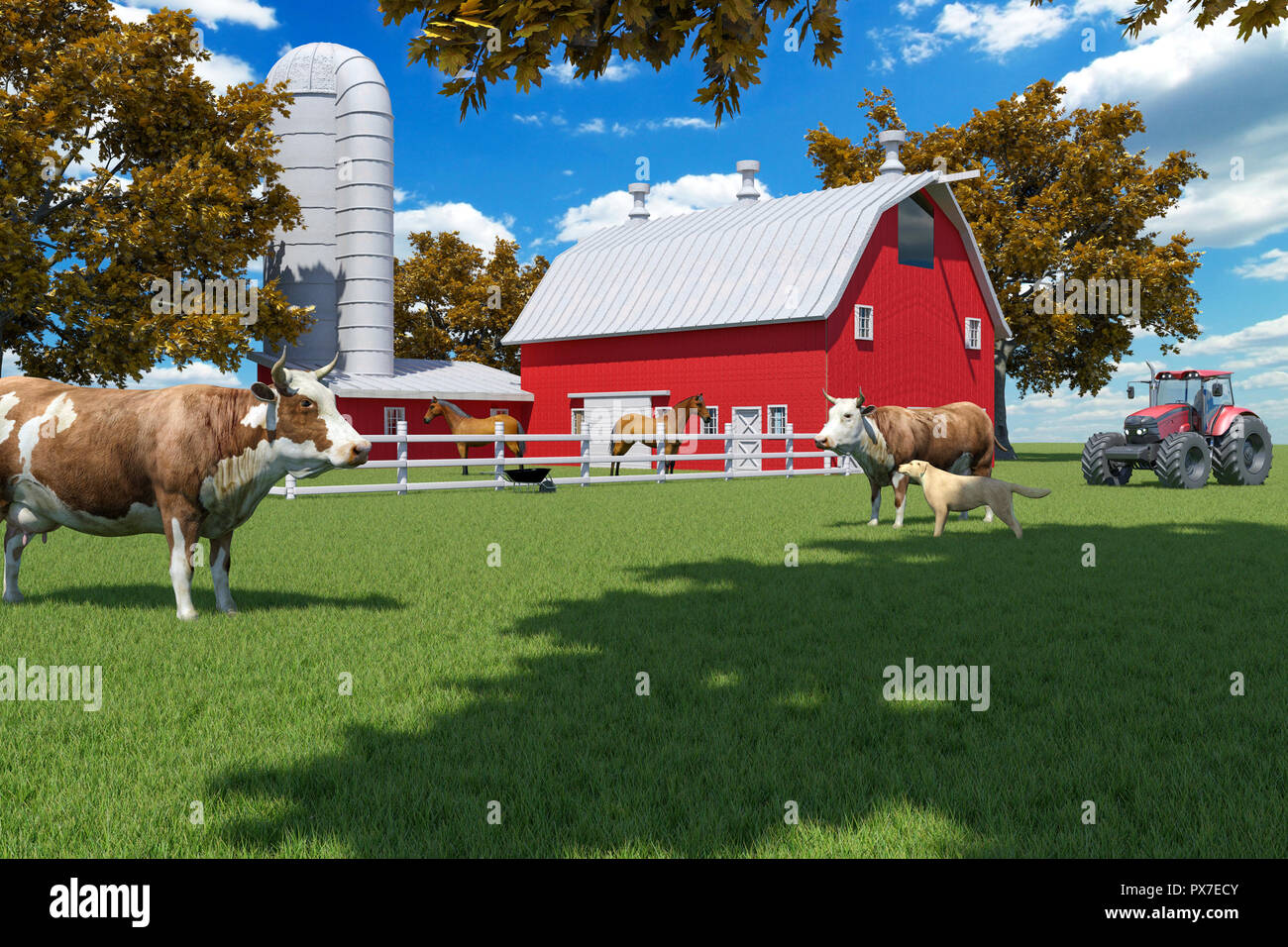 Farm Barn And Animals