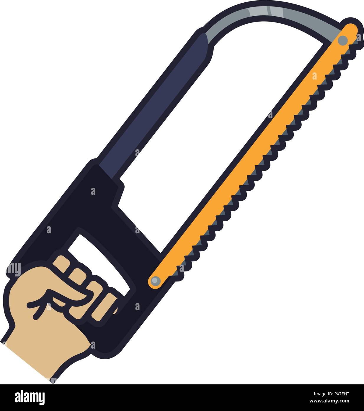hand using hacksaw tool vector illustration design Stock Vector Image ...