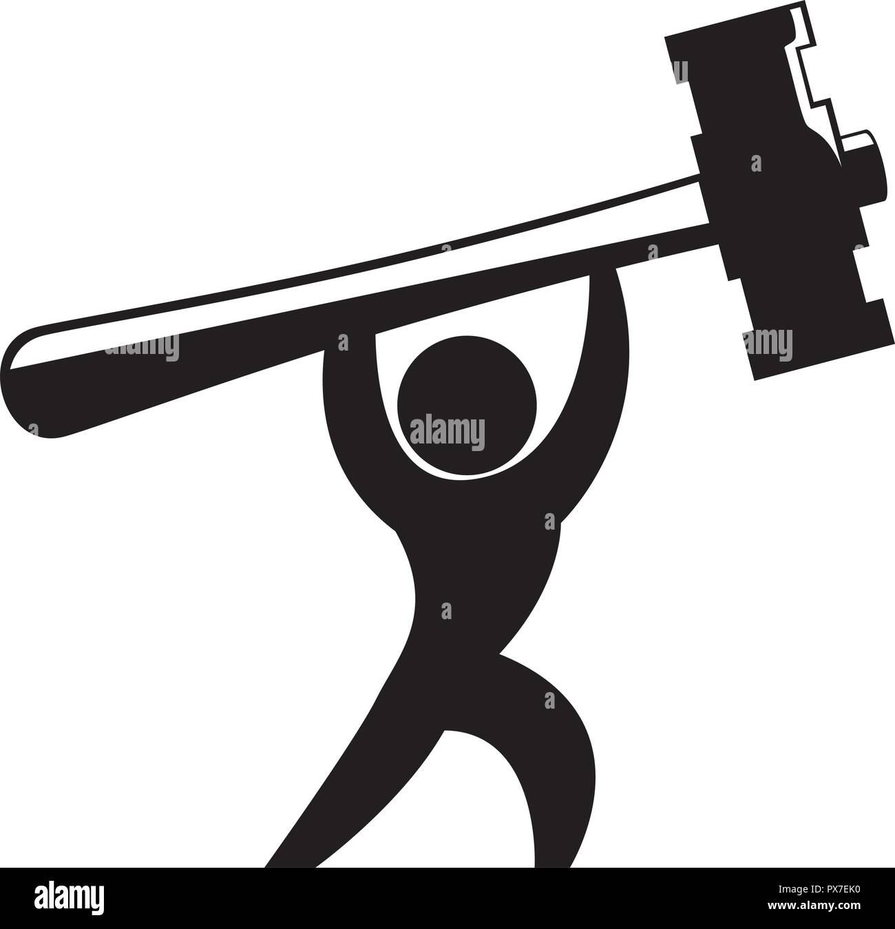 human silhouette lifting hammer handle tool vector illustration design ...