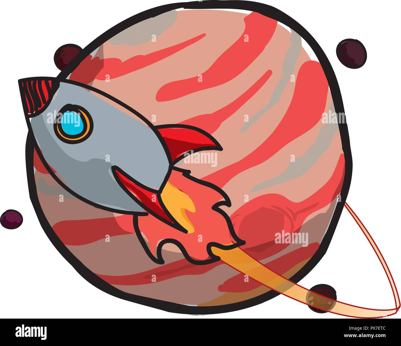jupiter planet with rocket flying vector illustration design Stock ...