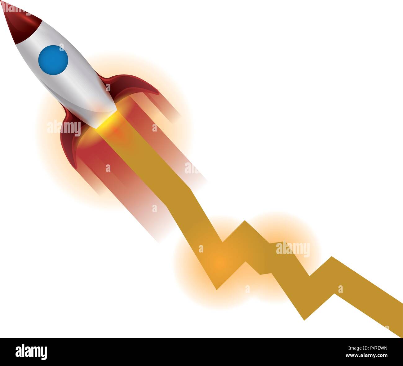 space rocket flying with arrow vector illustration design Stock Vector ...