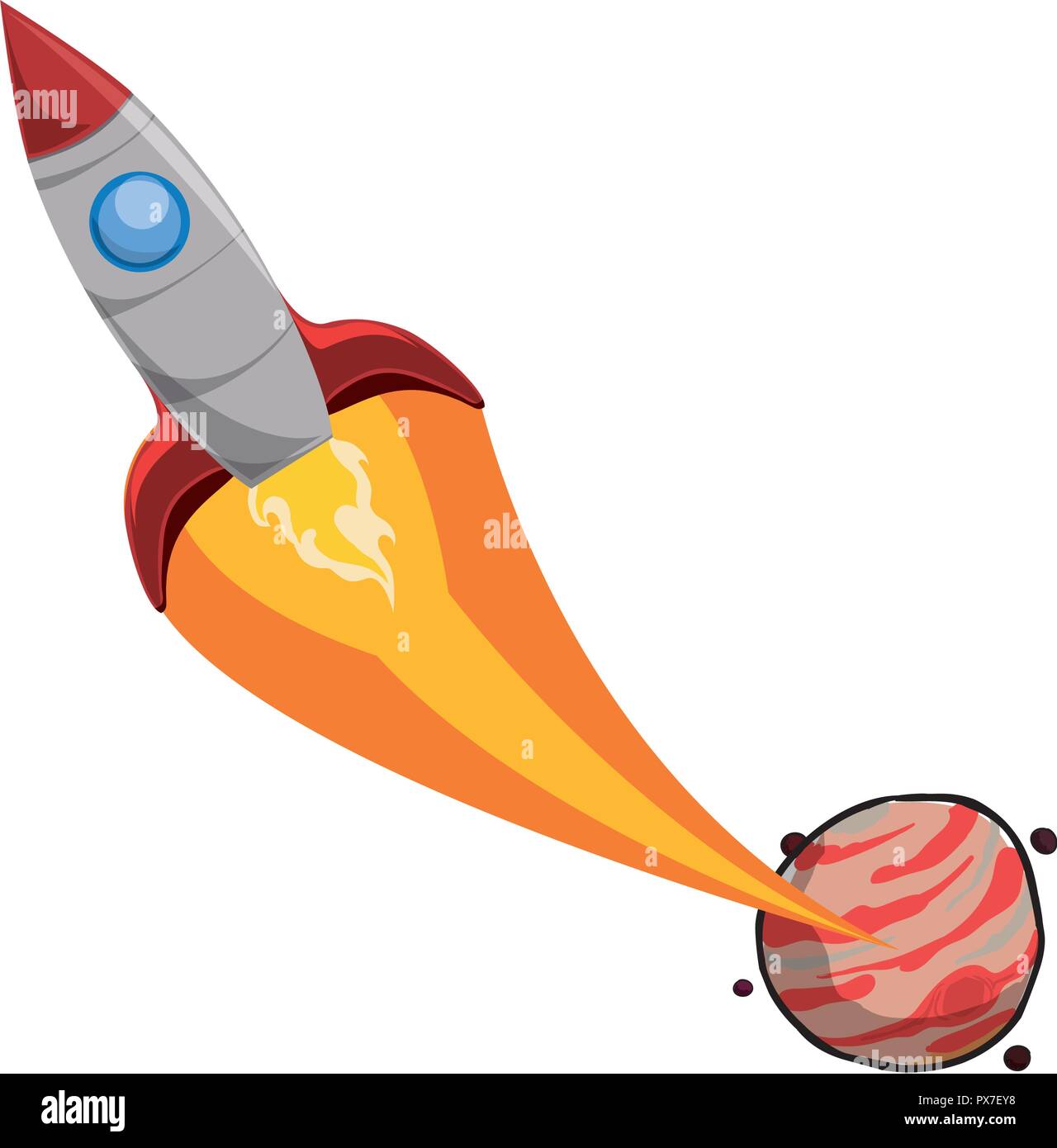 jupiter planet with rocket flying vector illustration design Stock ...