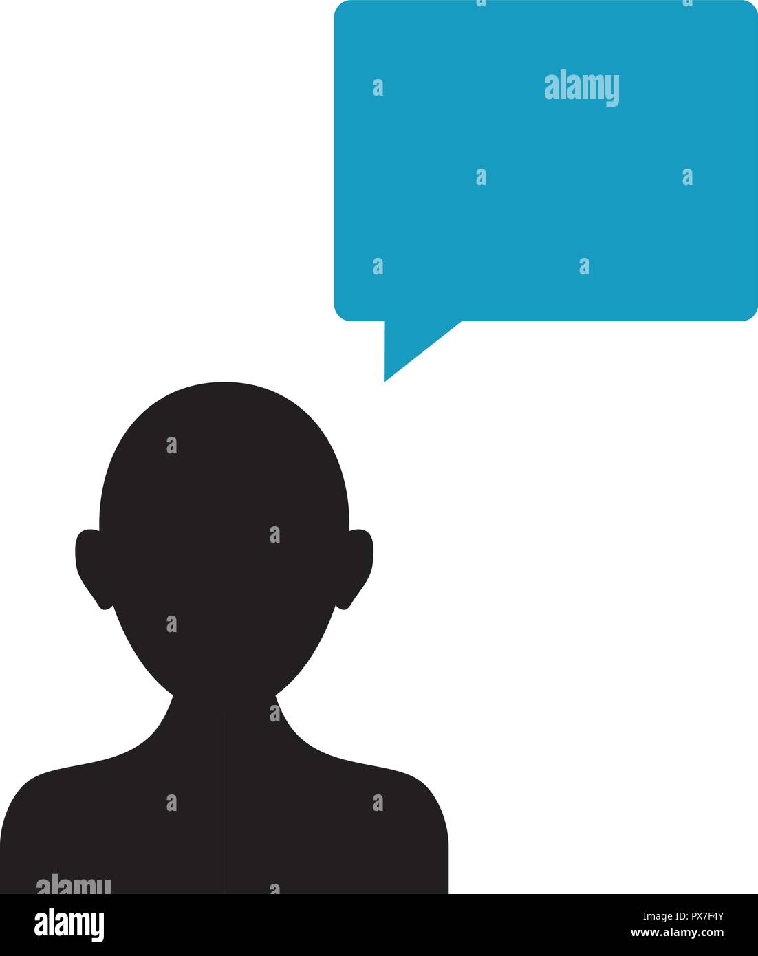 human silhouette with speech bubble vector illustration design Stock ...