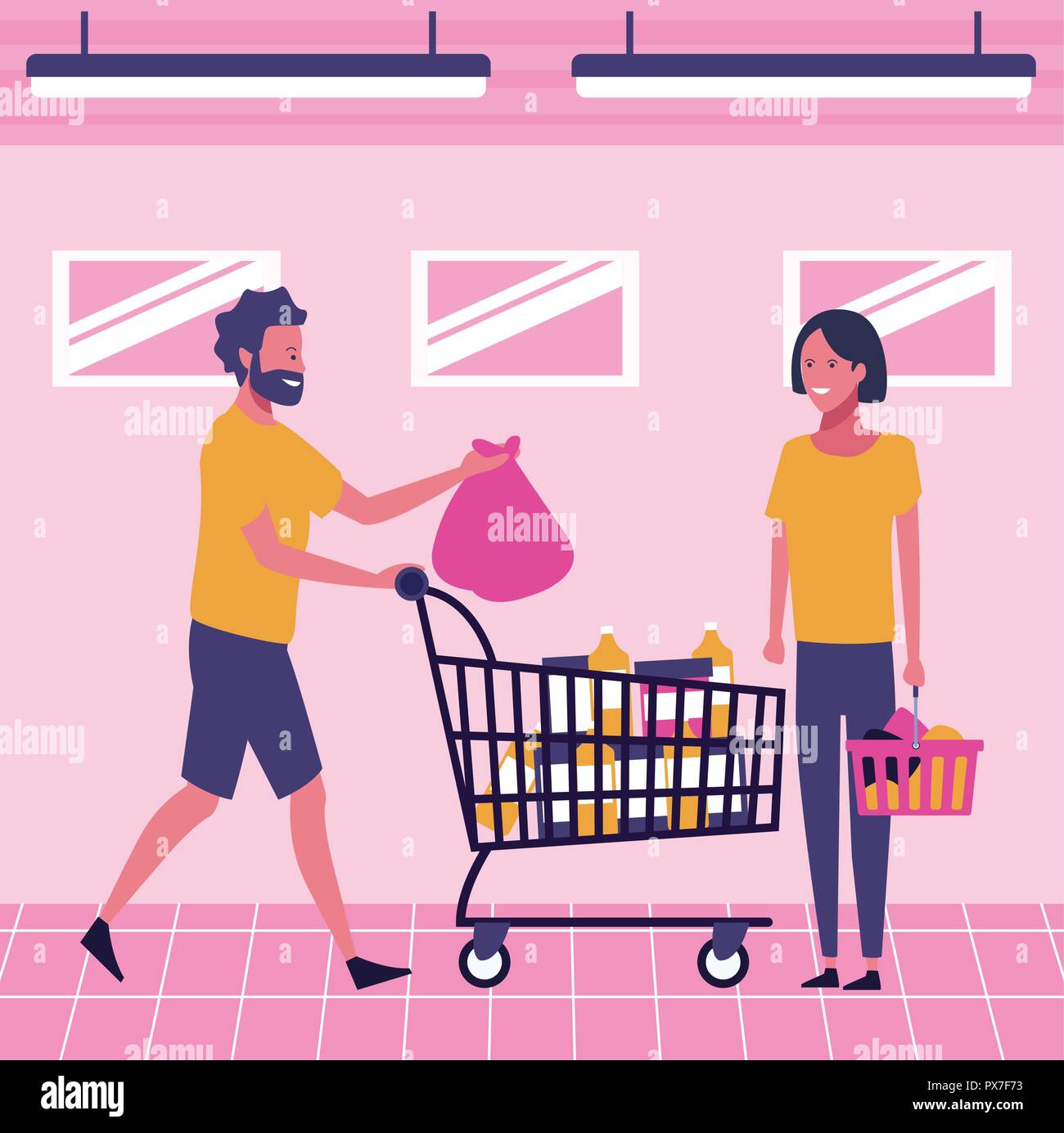Supermarket happy couple Stock Vector Images - Alamy