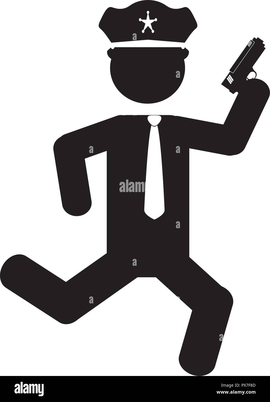 police agent running with gun avatar character vector illustration ...