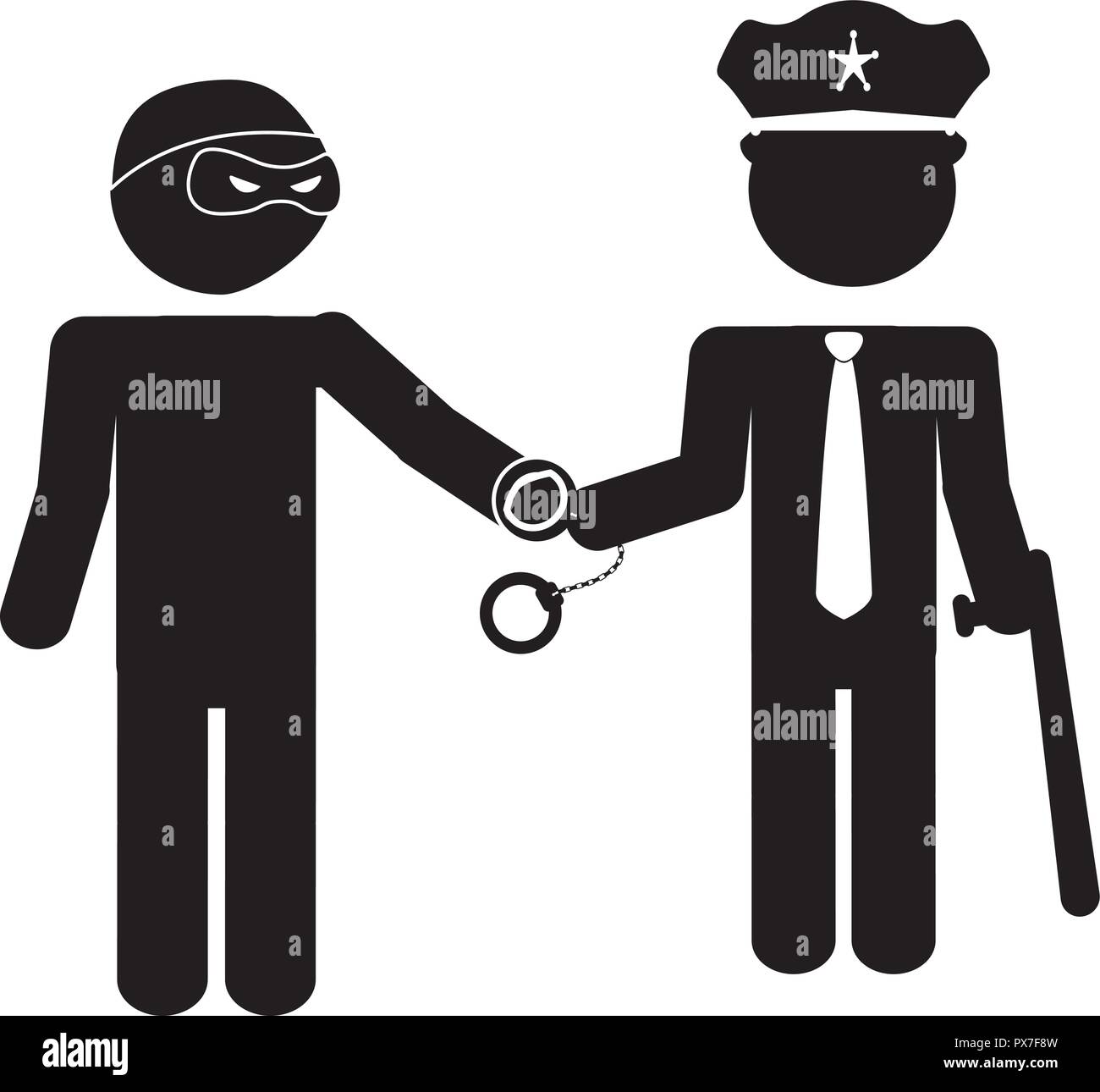 police agent with handcuffs and bandit vector illustration design Stock ...
