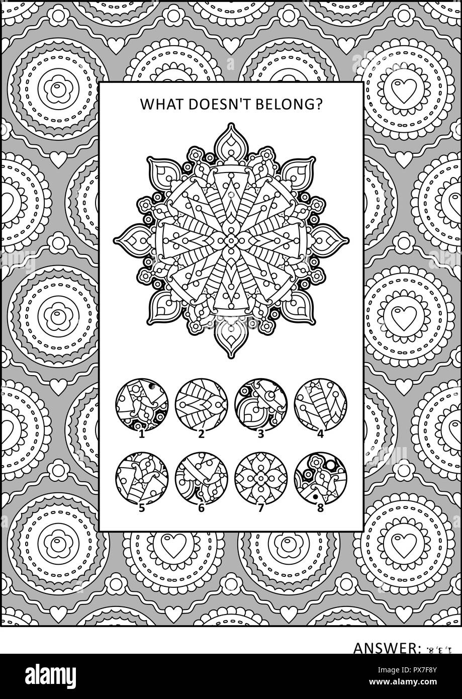 Puzzle and coloring activity page with visual logic puzzle and wide ...