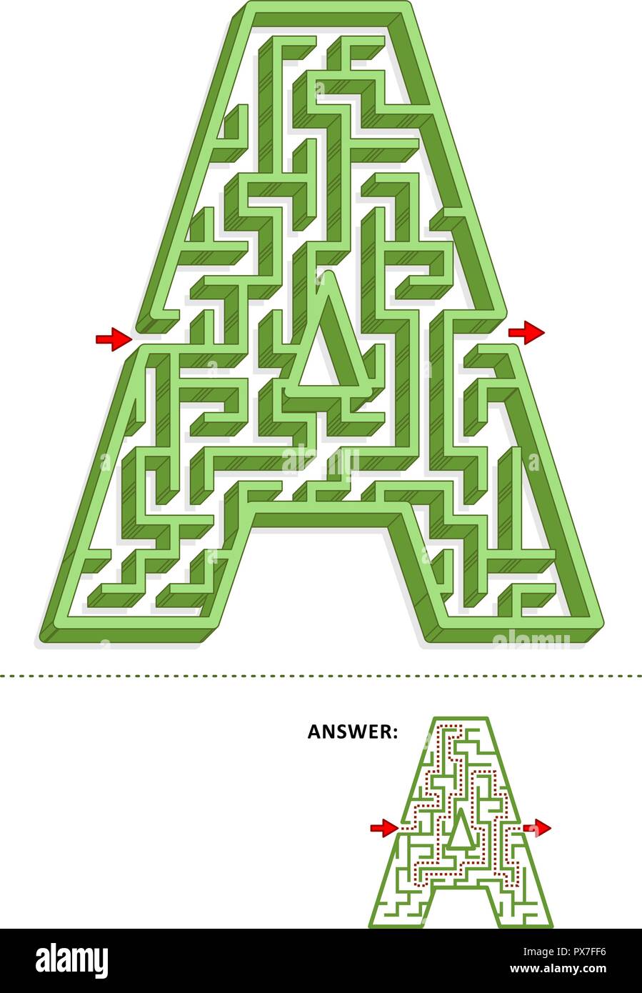Learning alphabet activity - letter A three-dimensional maze. Use it as ... Learning alphabet activity - letter A three-dimensional maze. Use it as ...