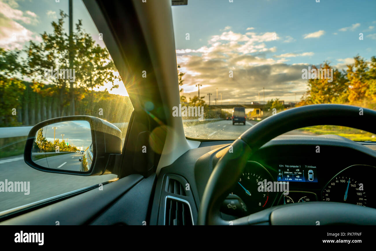 Car interior sunset hi-res stock photography and images - Alamy