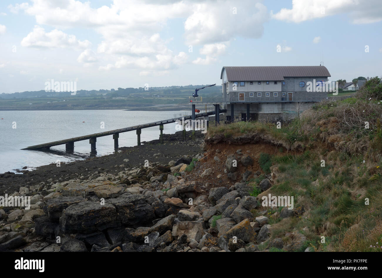 The Lifeboat Station at Moelfre with the Tamar Class RNLI Lifeboat ...