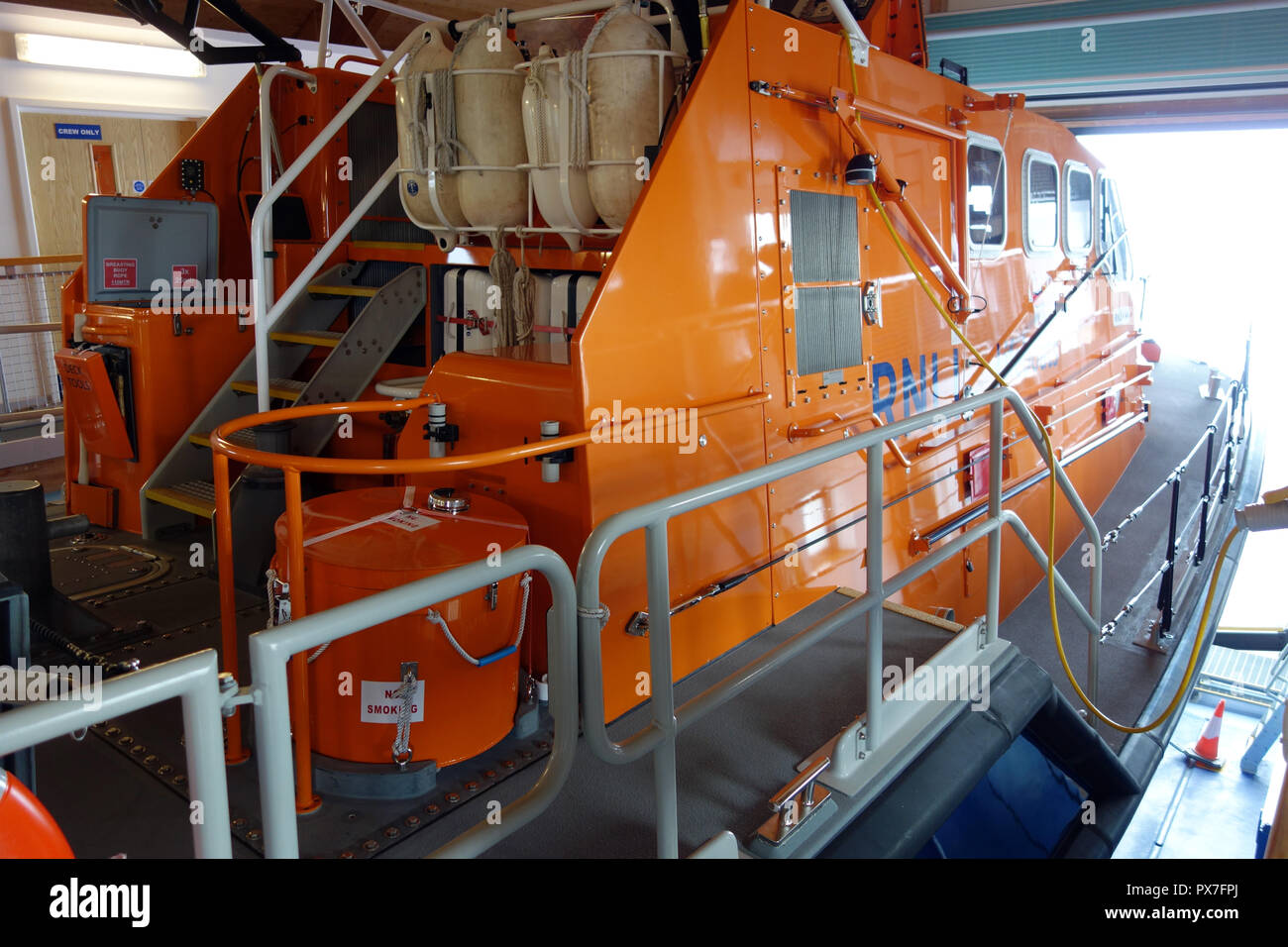 The Tamar Class RNLI Lifeboat (Kiwi) inside the Lifeboat Station at ...