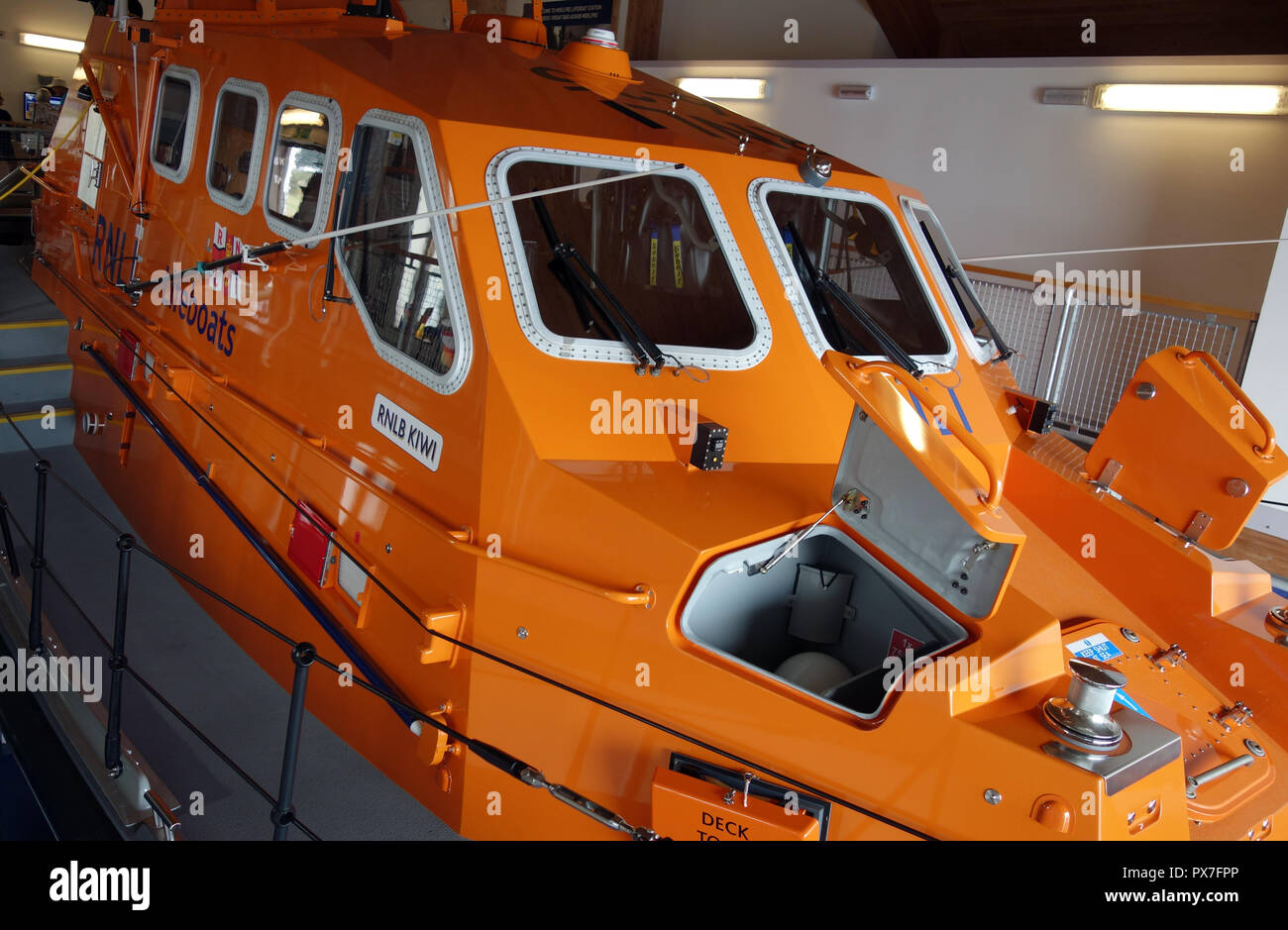 The Tamar Class RNLI Lifeboat (Kiwi) inside the Lifeboat Station at ...