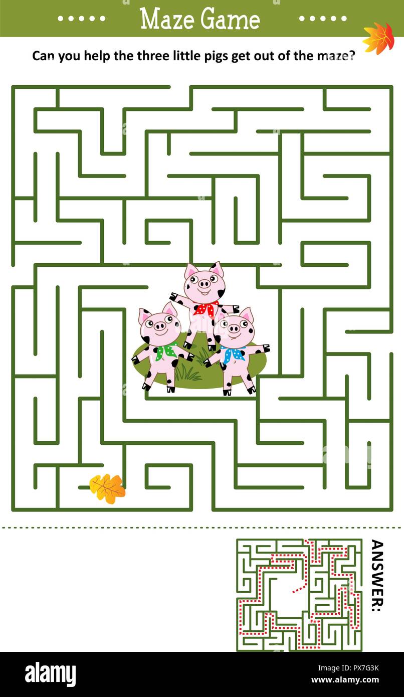 Maze game: Can you help the three little pigs get out of the maze ...