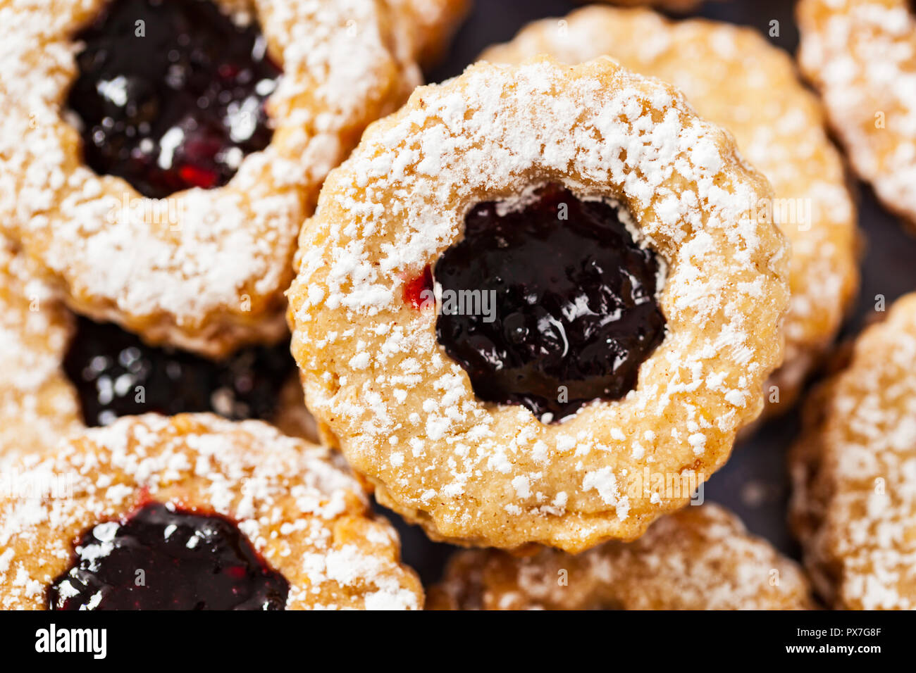 Shortbread Cookies With Jam Or Jelly Centers Background Stock Photo - Alamy