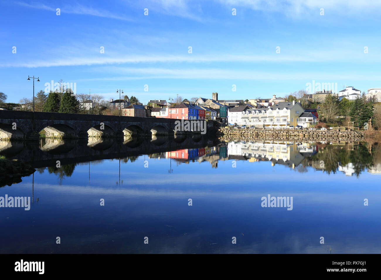 rural irish town on banks of river laune, killorglin, county kerry ...