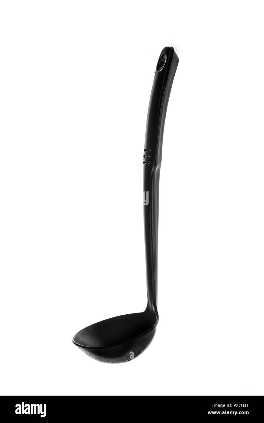 black plastic ladle isolated on white background Stock Photo - Alamy