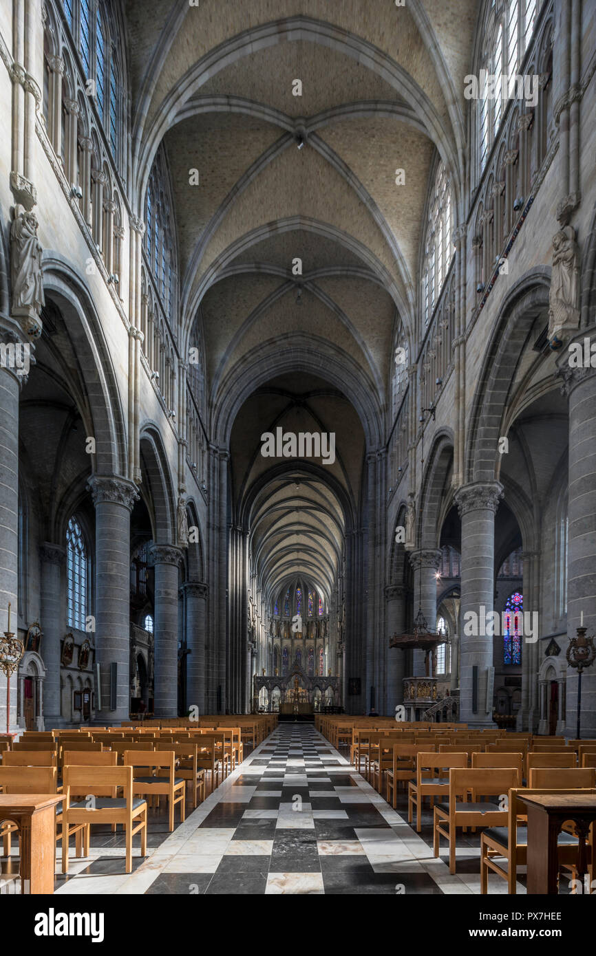 Interior detail of the Catholic church (Sint Maartenskerk) in Ypres ...