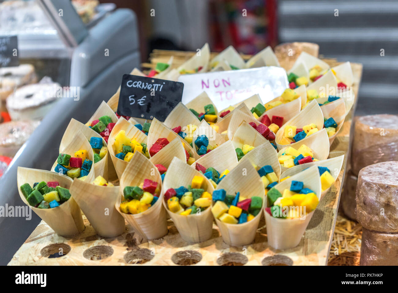 Cheese delicacies on sale Stock Photo - Alamy