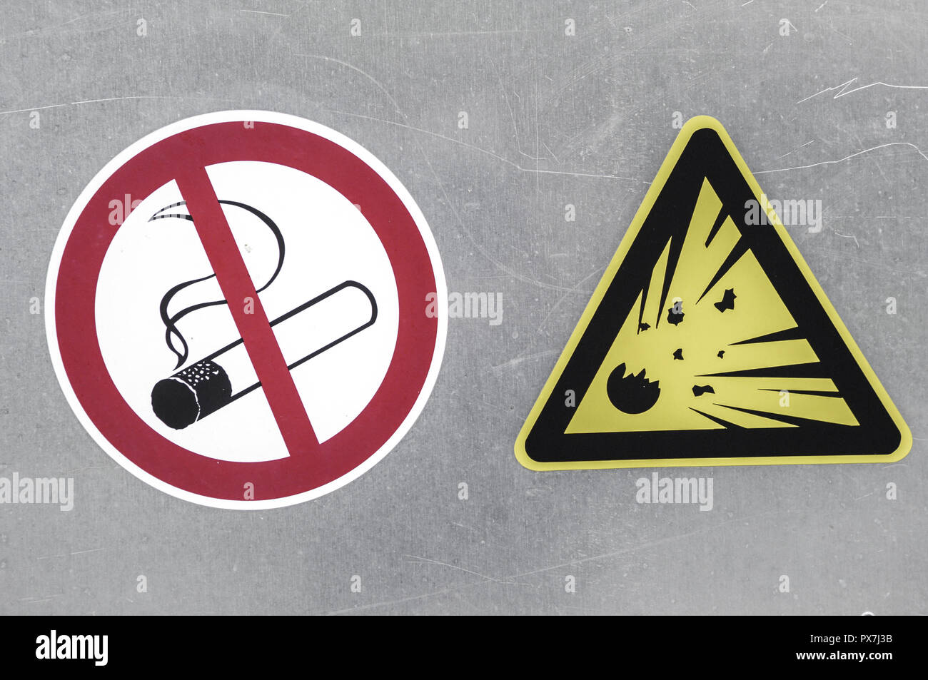 Sign danger of explosion, do not smoke Stock Photo - Alamy