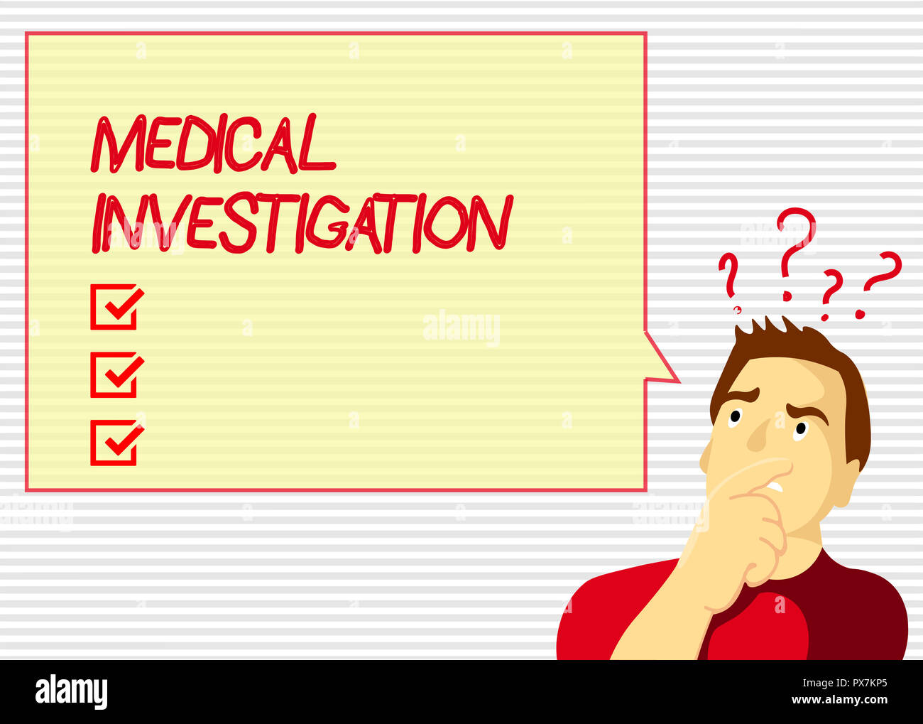 Handwriting text Medical Investigation. Concept meaning Doing analysis ...