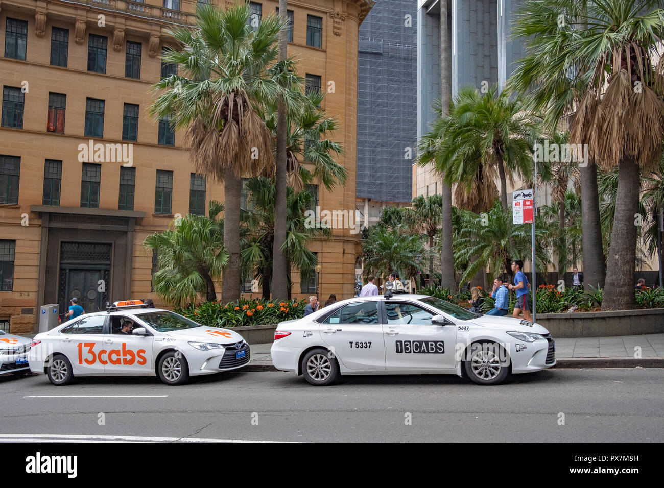 Sydney taxis at a taxi rank in Sydney city centre,New South Wales ...