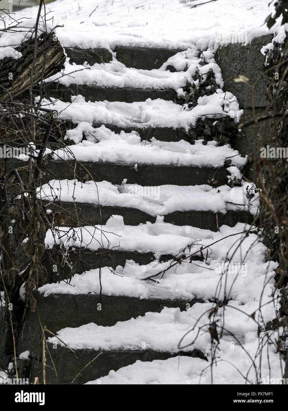 Stairs covered with snow Stock Photo - Alamy