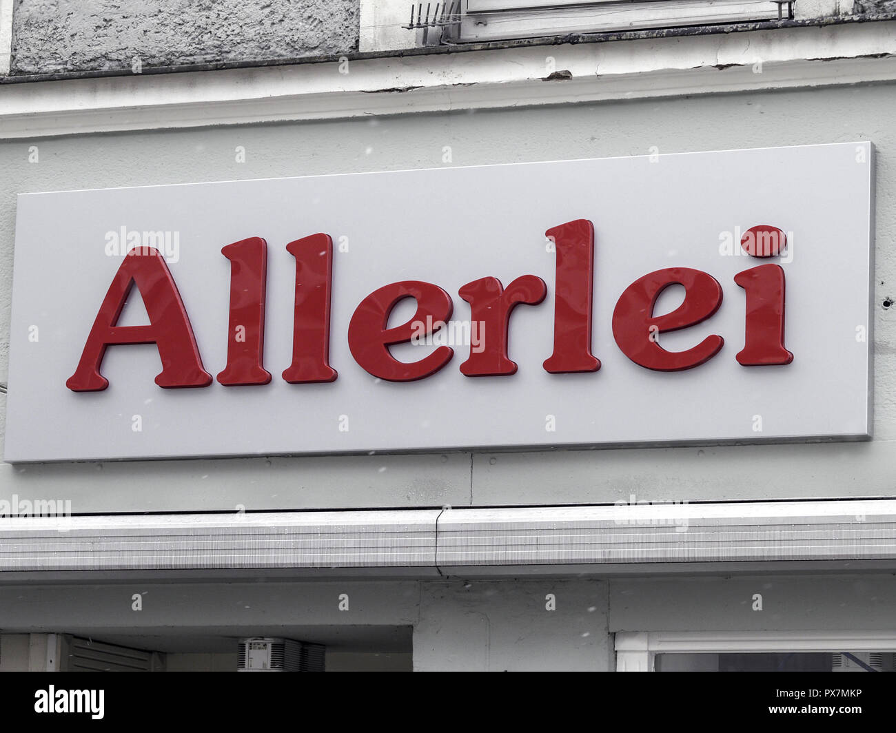 Sign Allerlei sundries Stock Photo - Alamy