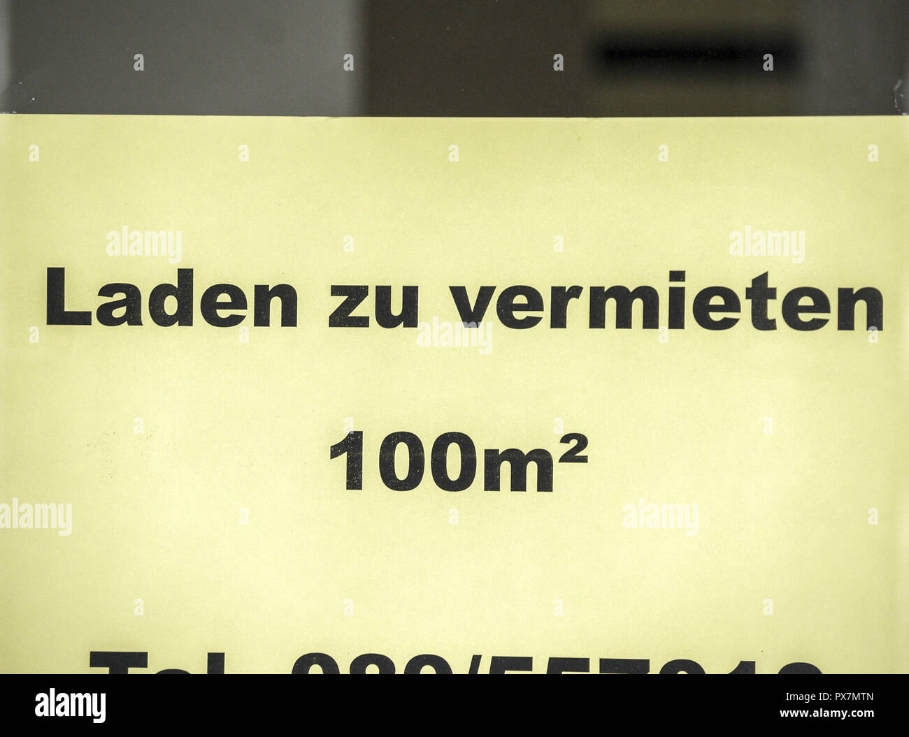 Sign shop for hire 100 square metres Stock Photo - Alamy