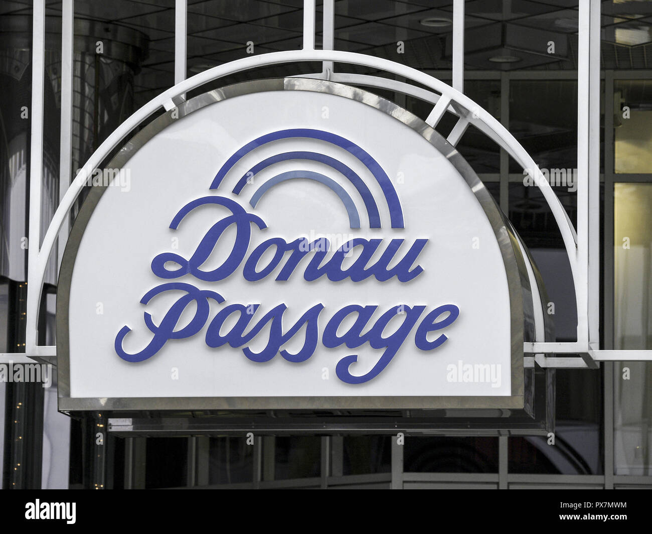 German sign Danube alley, Germany, Southern Germany, Passau Stock Photo ...