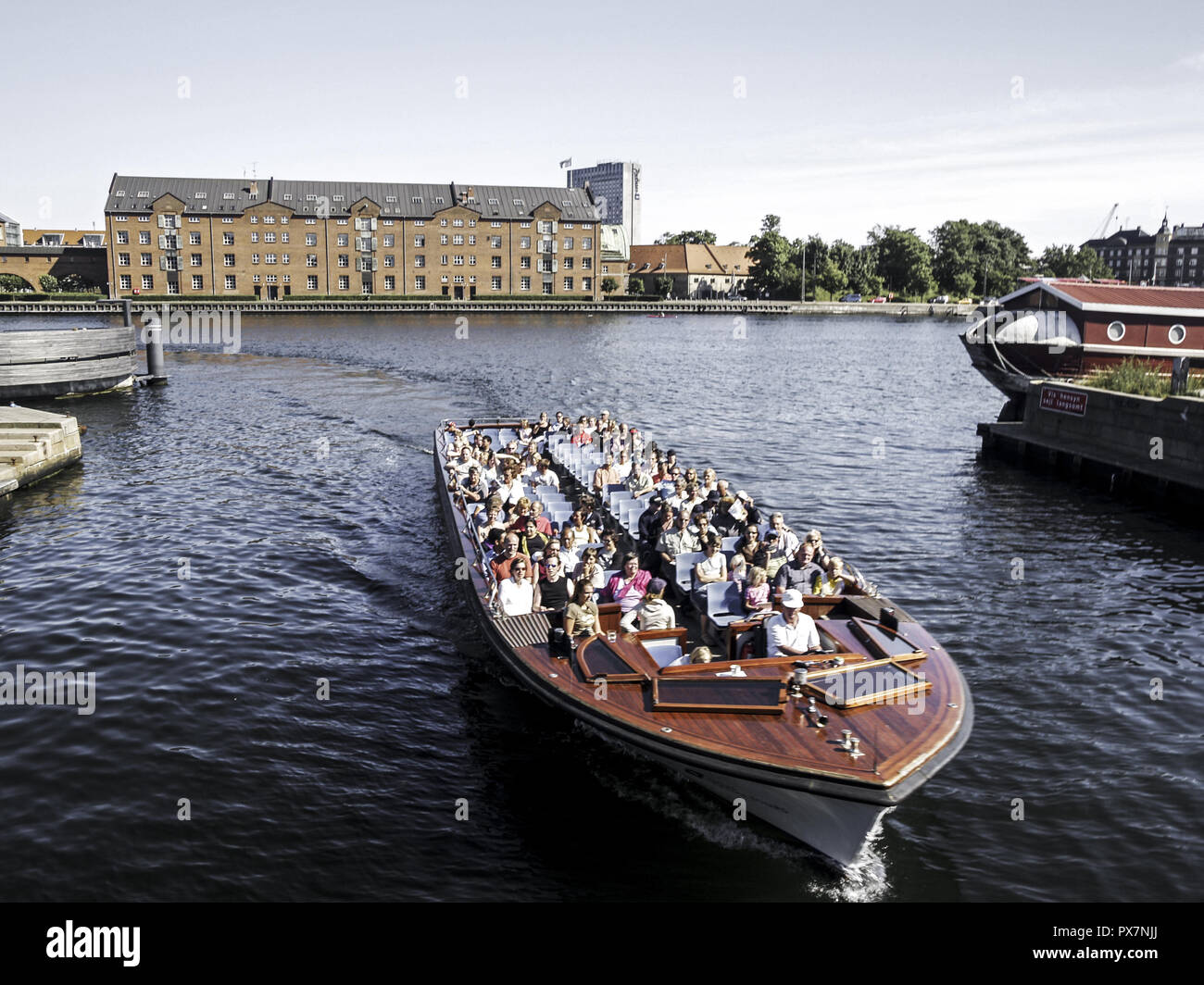 Copenhagen, trip boat at Inderhavnen, inner habour, Denmark, Seeland ...