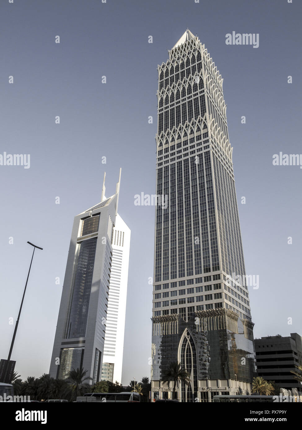 Dubai, Sheik Zayed Road, modern skyline, Emirates Towers, United Arab ...